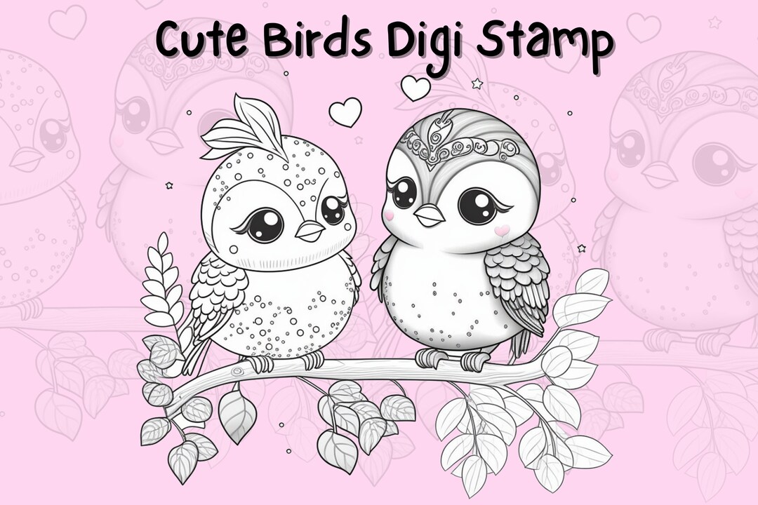 Cute Birds Digi Stamp, Procreate Stamp, Digi Stamp,digital Stamp ...