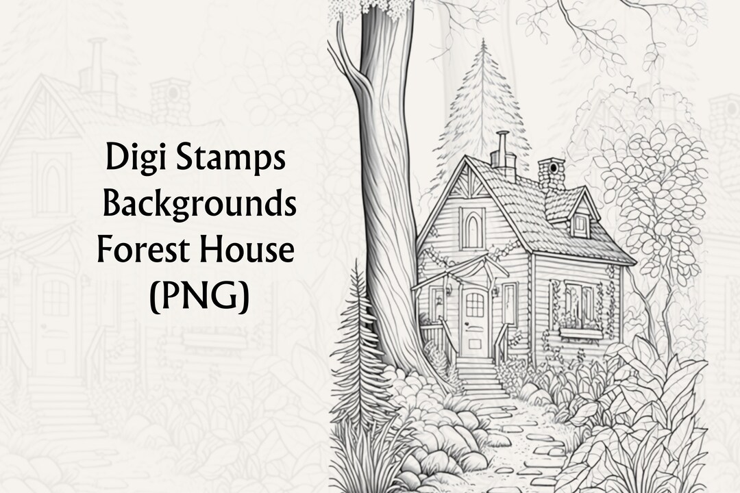Forest House Digi Stamps Backgrounds,procreate Stamp,procreate ...