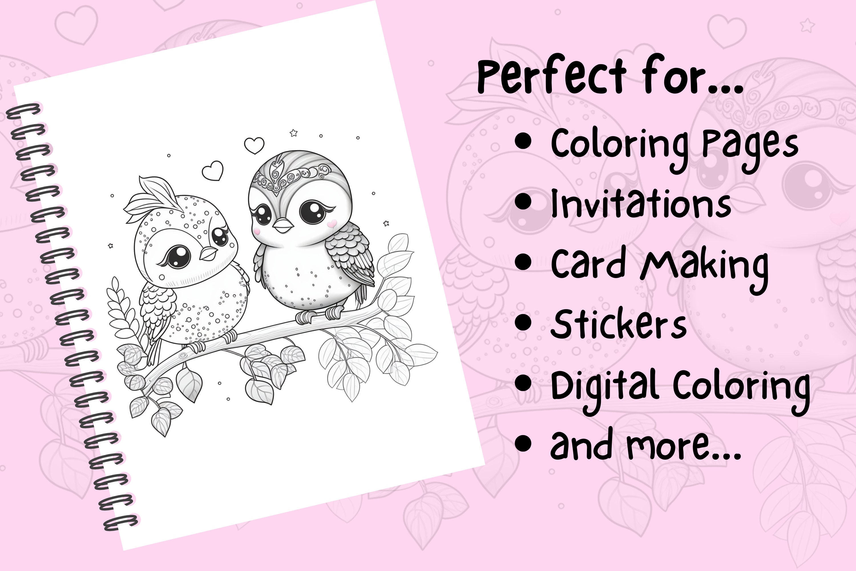 Cute Birds Digi Stamp, Procreate Stamp, Digi Stamp,digital Stamp ...