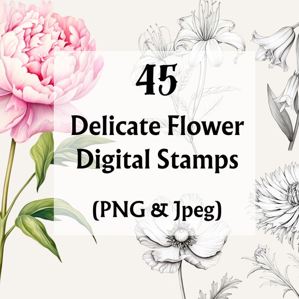 Flower Digi Stamp - Etsy