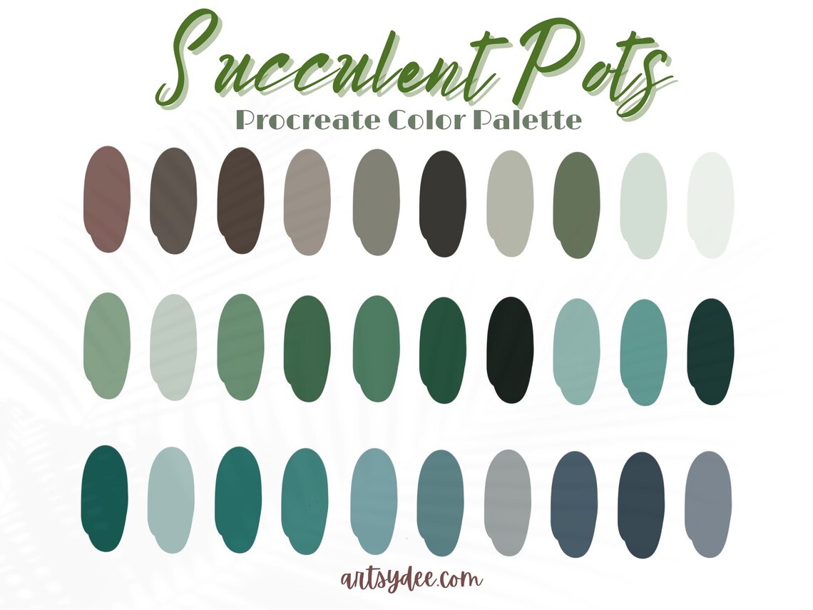 Procreate Palette Green Succulents Color Palette Digital Downloads ...