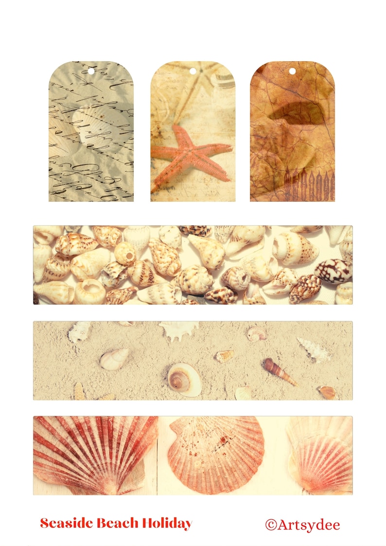 Junk Journal Printable Kit Seaside Beach Holiday Vintage Ephemera Tags ...