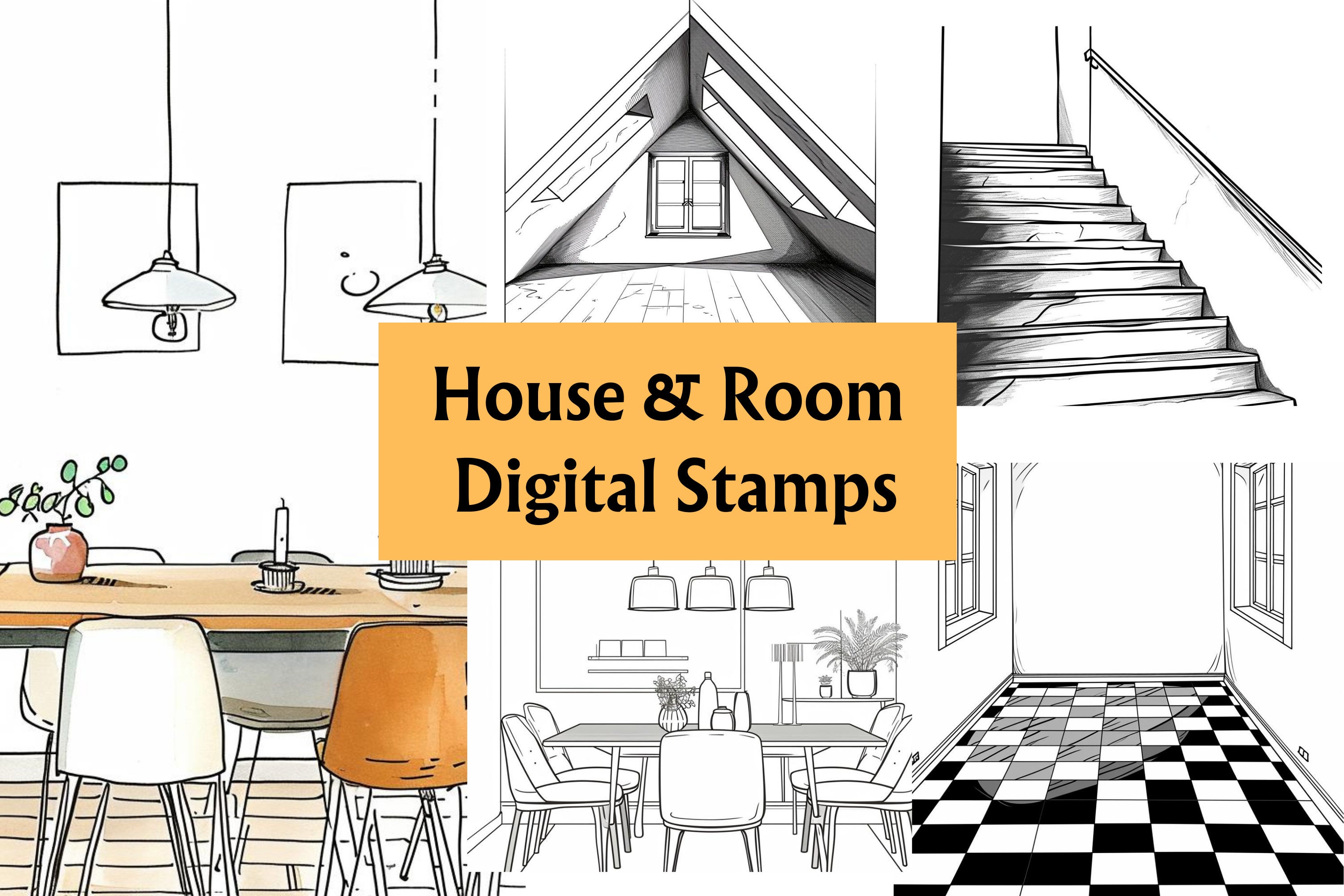 53 House and Room Digital Stamps, Furniture, Digi Stamps, Digi Stamps ...
