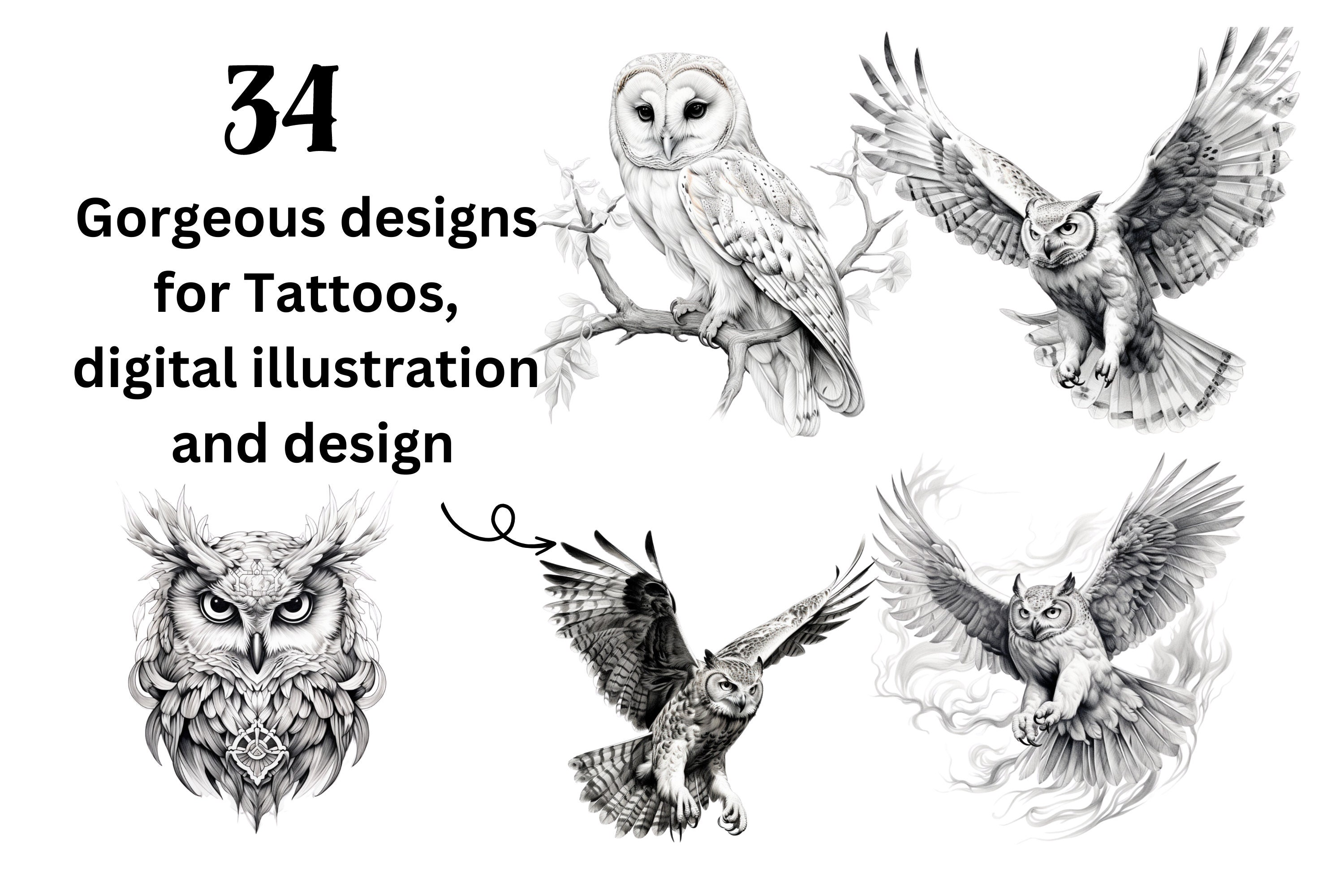 34 Owl Stamps, Owl Clipart, Owl Line Art, Whimsical Owl, Owl Stamp ...