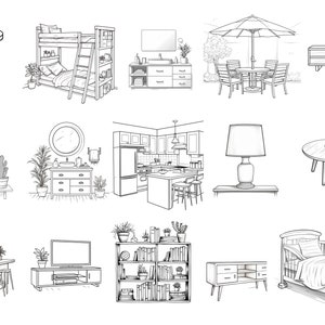 50 Procreate Furniture Stamps, Procreate Stamps, Procreate Brushes ...