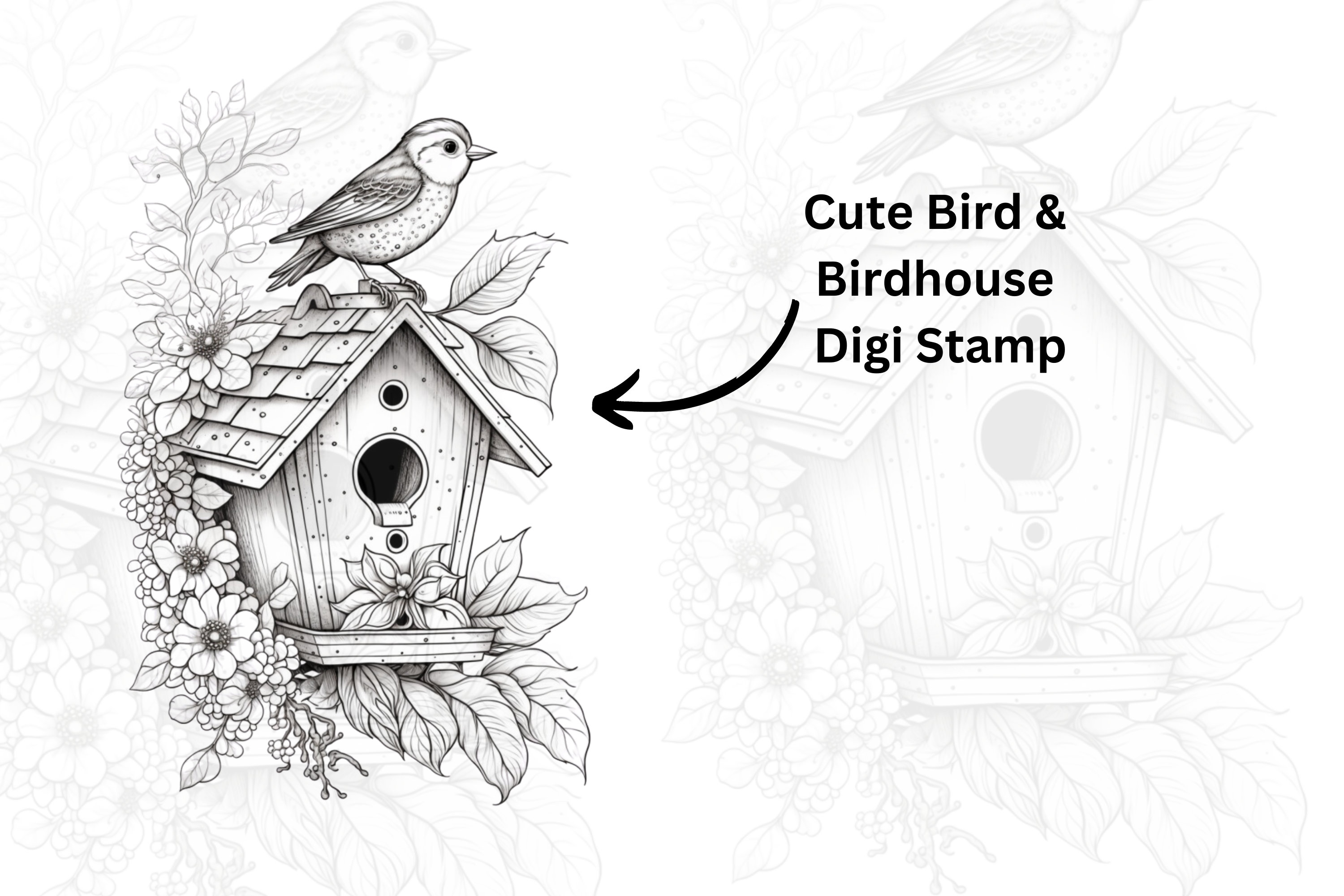 Cute Bird Digi Stamp, Procreate Stamps, Digi Stamp, Digital Stamp, Bird ...