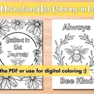 Motivational Bee Coloring in Pages, Procreate Coloring in Pages ...