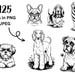 125 Dog Digital Stamps, Dogs PNG Bundle, Dogs Digi Stamps, Dogs Outline ...
