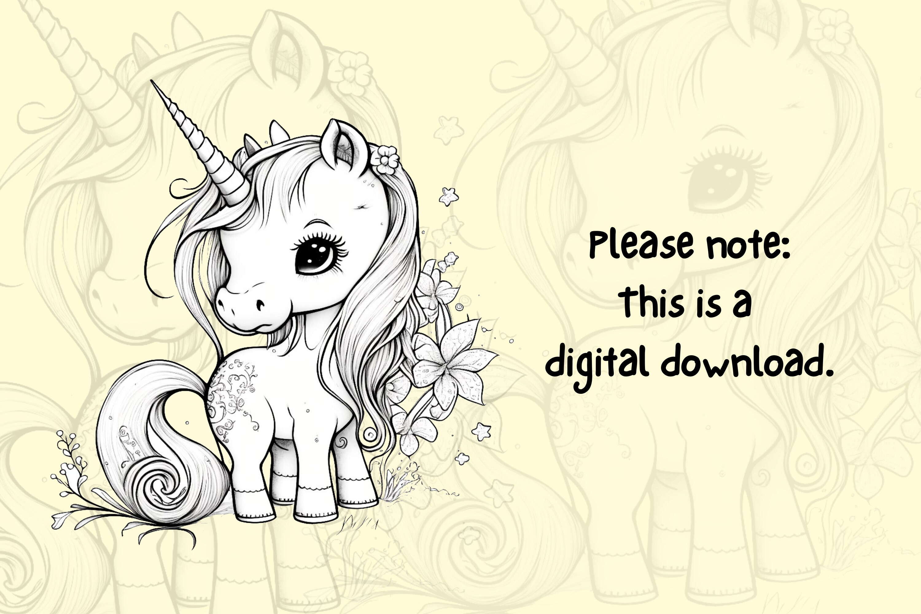Digi Stamp Unicorn, Digi Stamp, Cute Unicorn, Procreate Stamps, Digital ...