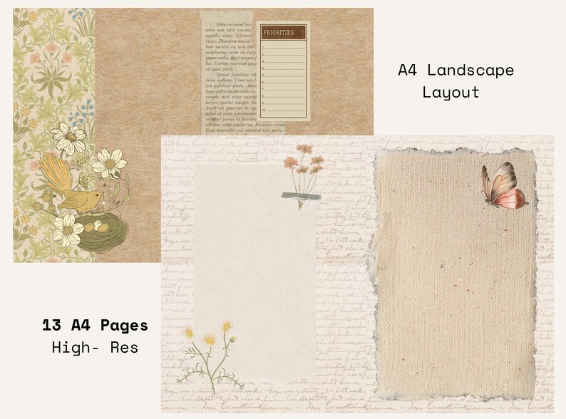 Spring Flowers Digital Paper, Collage Papers, Digital Ephemera, Junk ...
