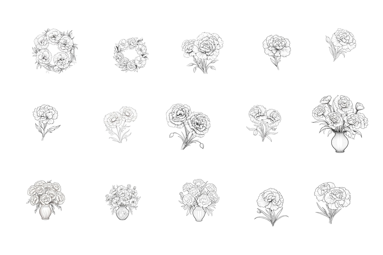 Carnation Procreate Stamp, Procreate Botanical Stamps, Procreate Flower ...