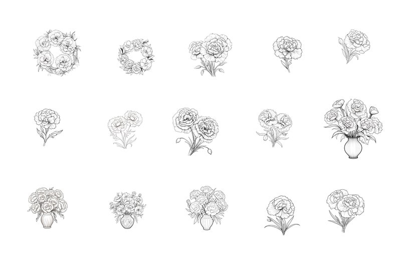 Carnation Procreate Stamp, Procreate Botanical Stamps, Procreate Flower ...