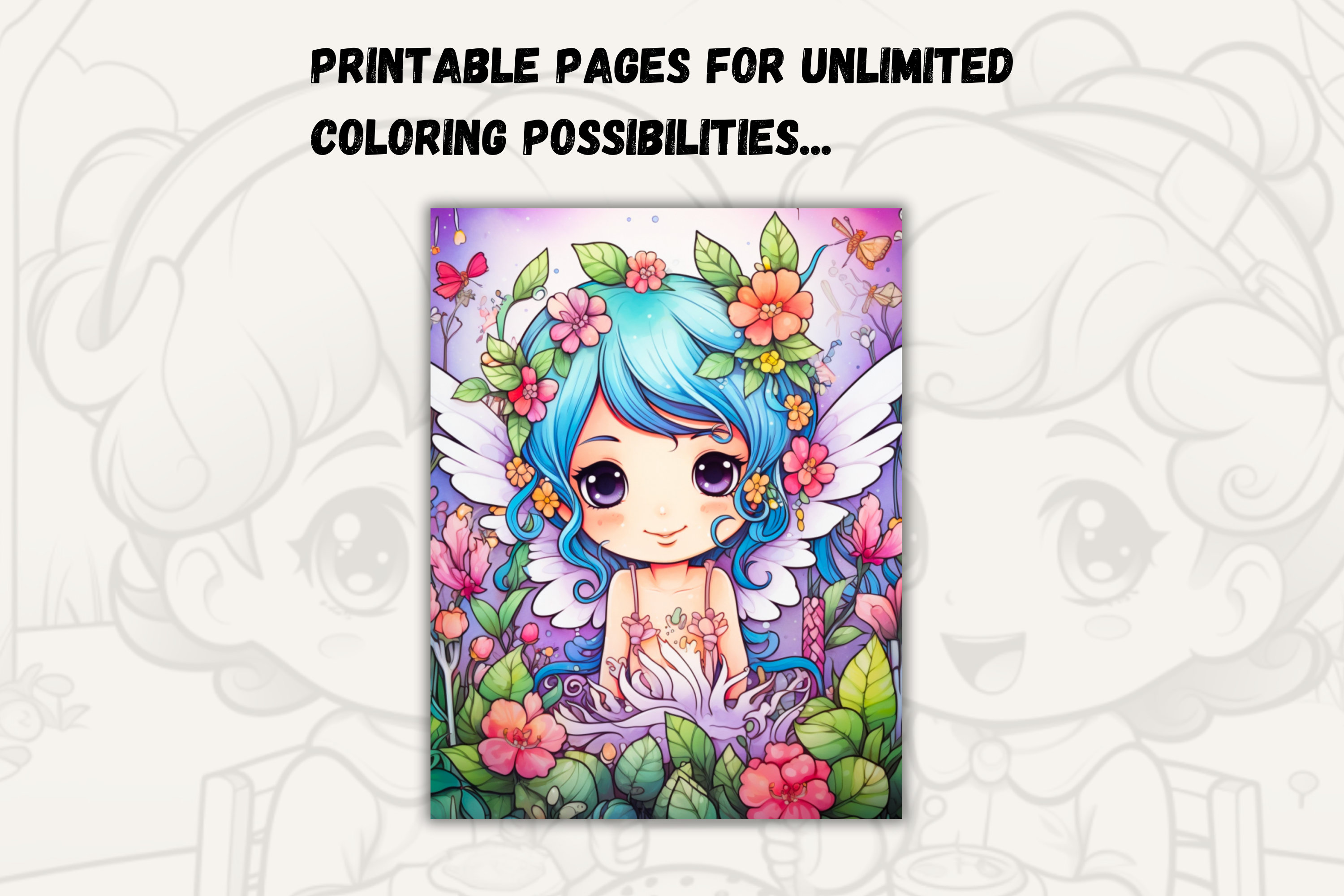 Chibi Fairies Coloring Page, Cute Chibi Coloring Pages for Girls, Cute ...