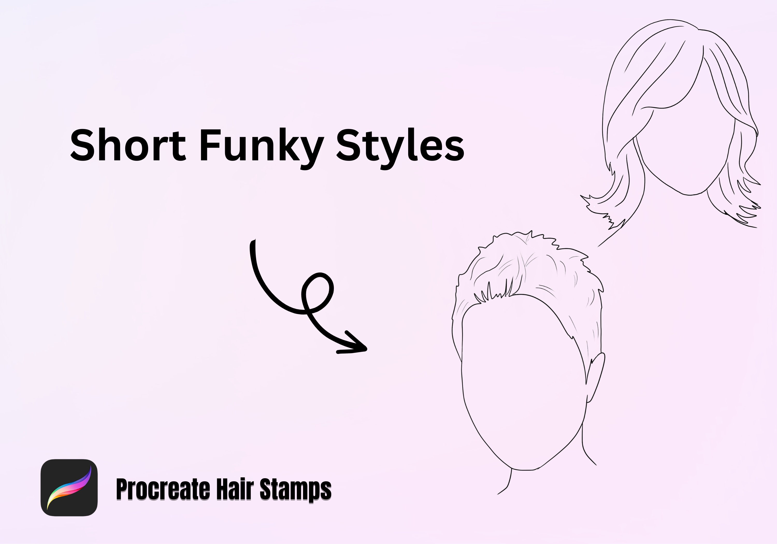 32 Procreate Hair Stamps, Procreate Hair Brushes, Procreate Wavy Hair ...