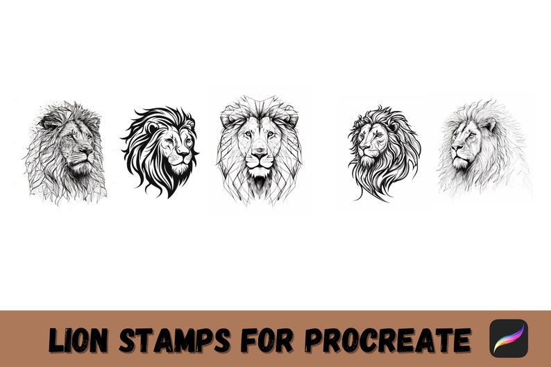 Lion Procreate Stamp, Lion Stamps, Lion and Cubs Tattoo Procreate ...