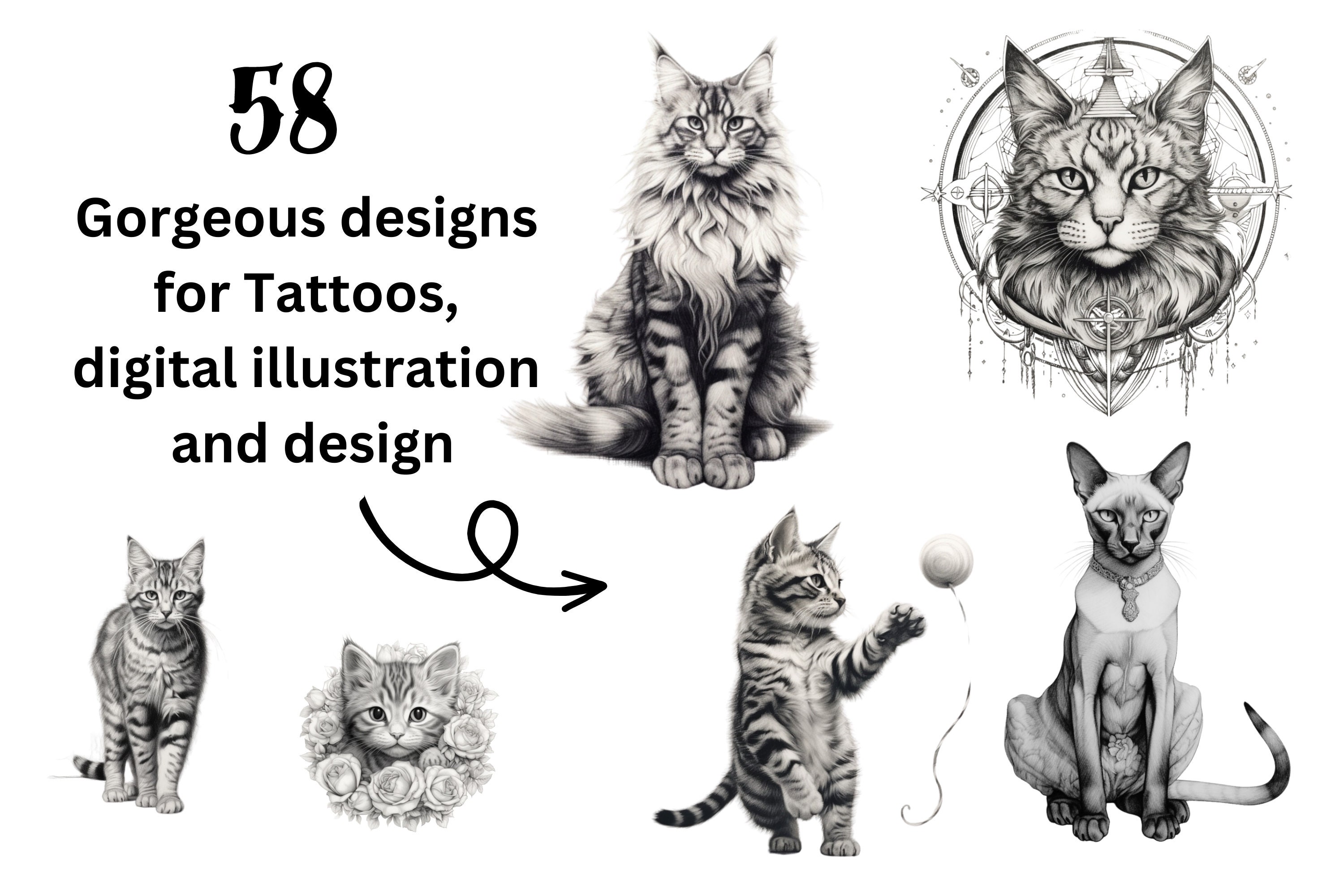 Cat Digital Stamp, Digital Cat Stamps, PNG, Digital Stamp, Digi Stamp ...