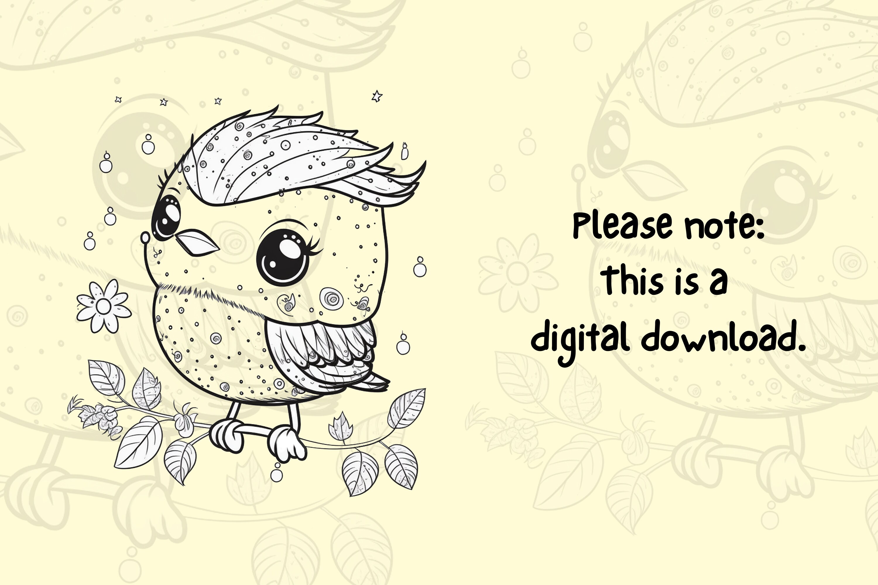 Cute Bird Digi Stamp, Cute Bird PNG, Digi Stamp,digital Stamp, Kawaii ...