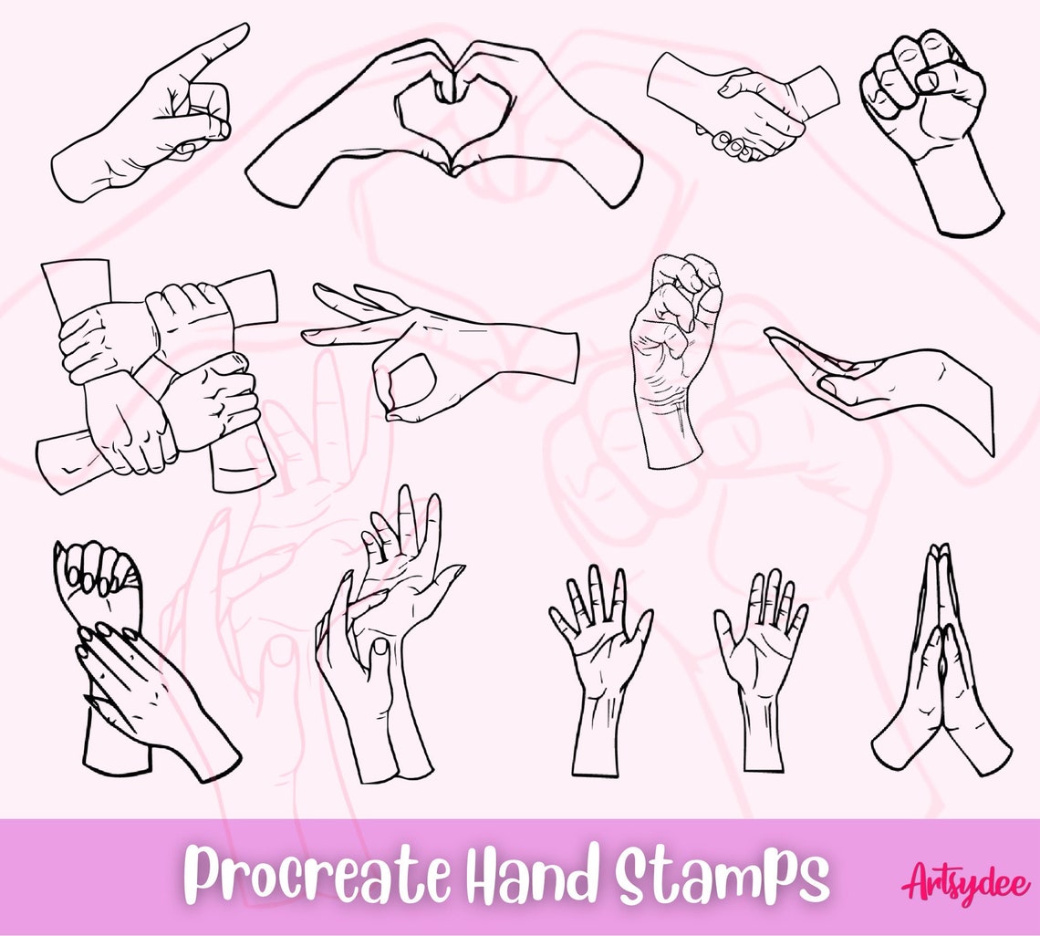 Procreate Hands Stamps, Procreate Stamps, Procreate Brushes, Procreate ...