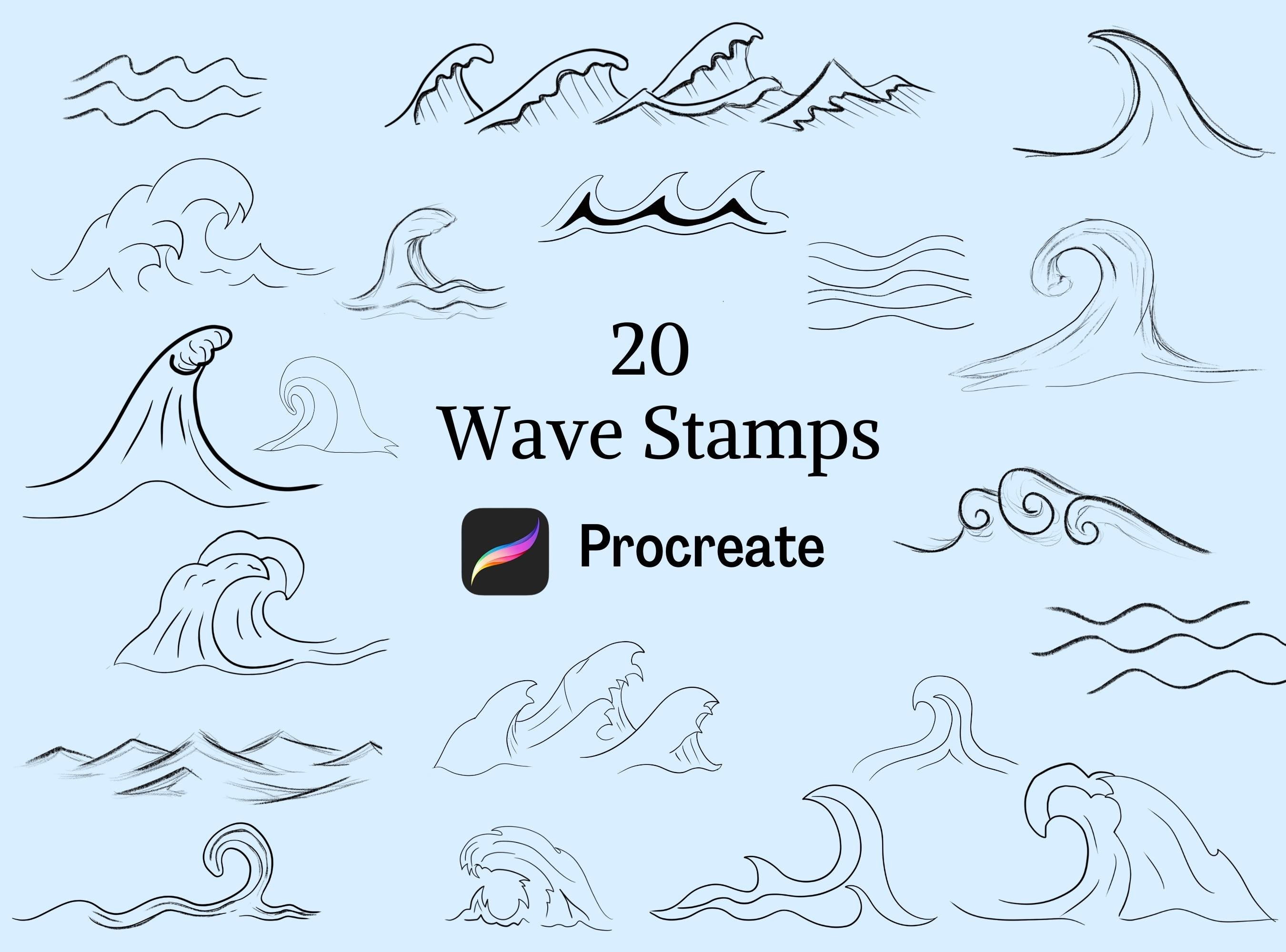 Wave Stamp Procreate, Waves, Procreate Stamp Brush, Procreate Waves, Procreate Tools, Procreate ...