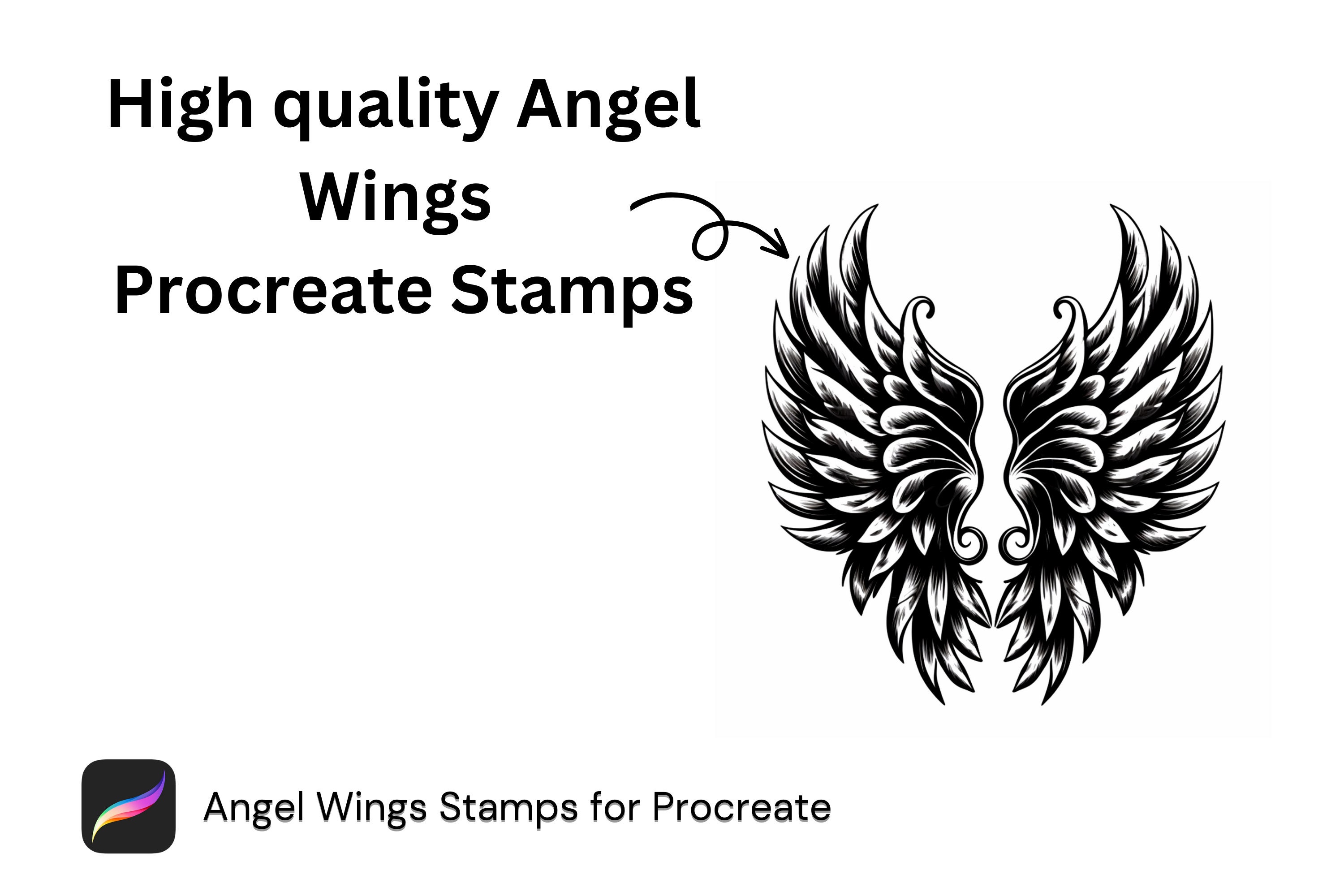 Angel Wings Stamps, Procreate Tattoo, Tattoo Stencil, Angel Wing ...
