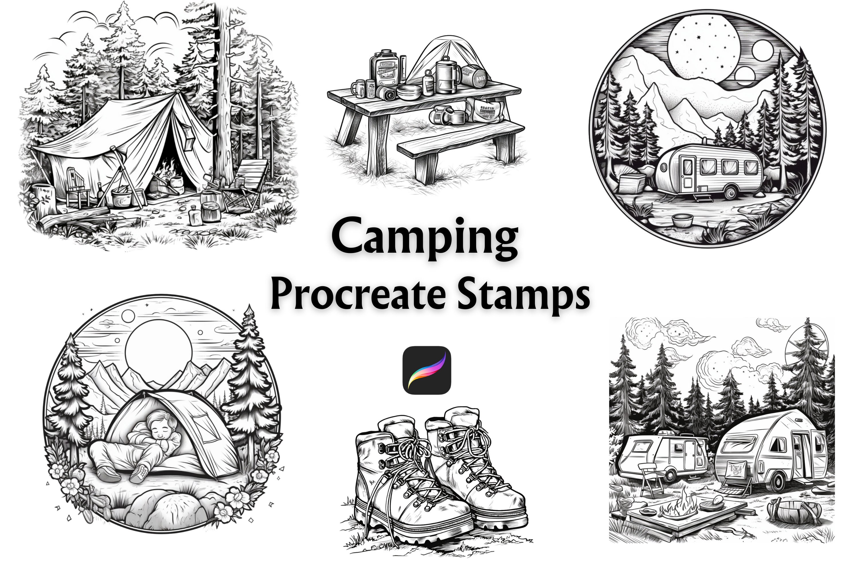 Procreate Camping Stamps, Procreate Mountains, Procreate Nature ...