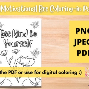 Motivational Bee Coloring in Pages, Procreate Coloring in Pages ...