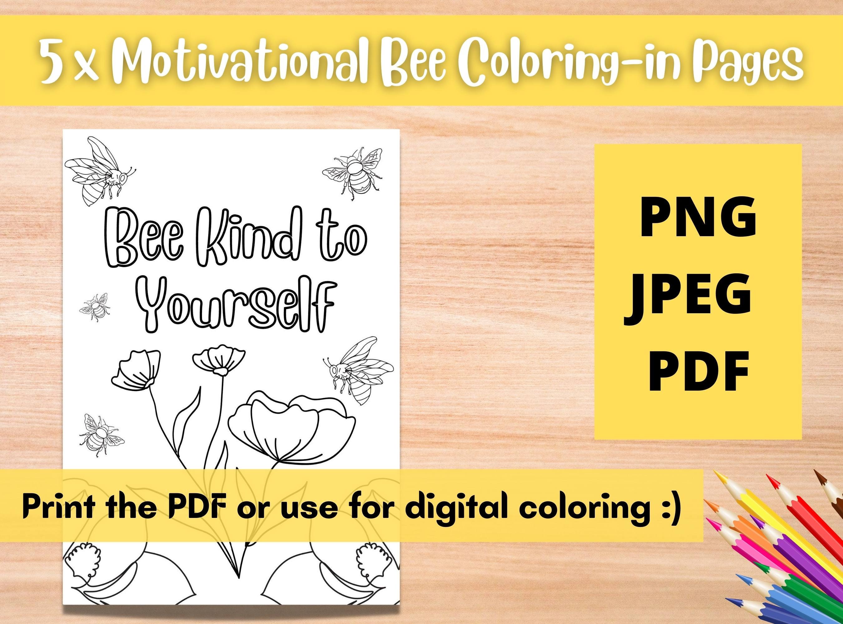 Motivational Bee Coloring in Pages, Procreate Coloring in Pages ...