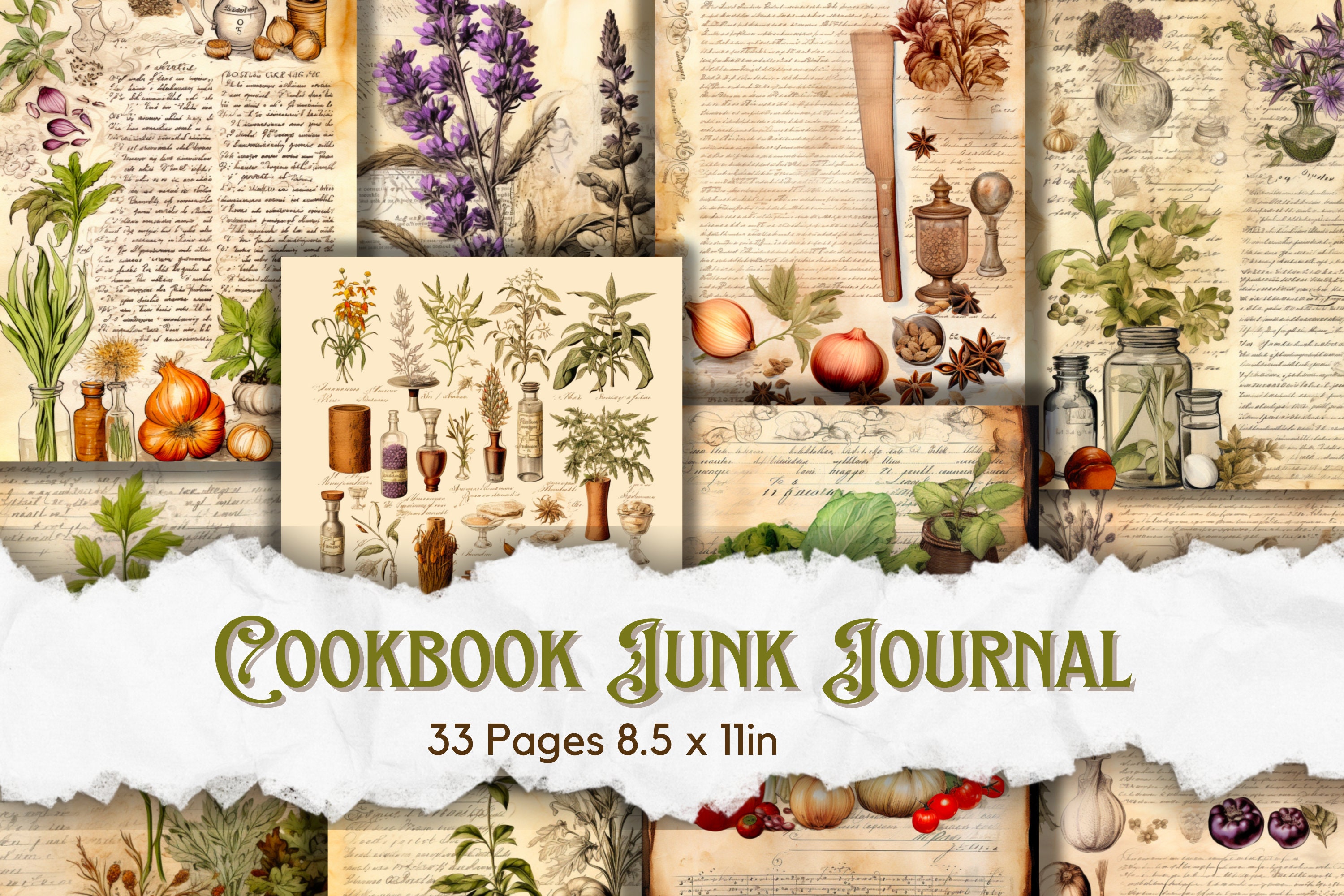 Cookbook Junk Journal, Junk Journal Pages, Cooking Junk Journal, Herb ...