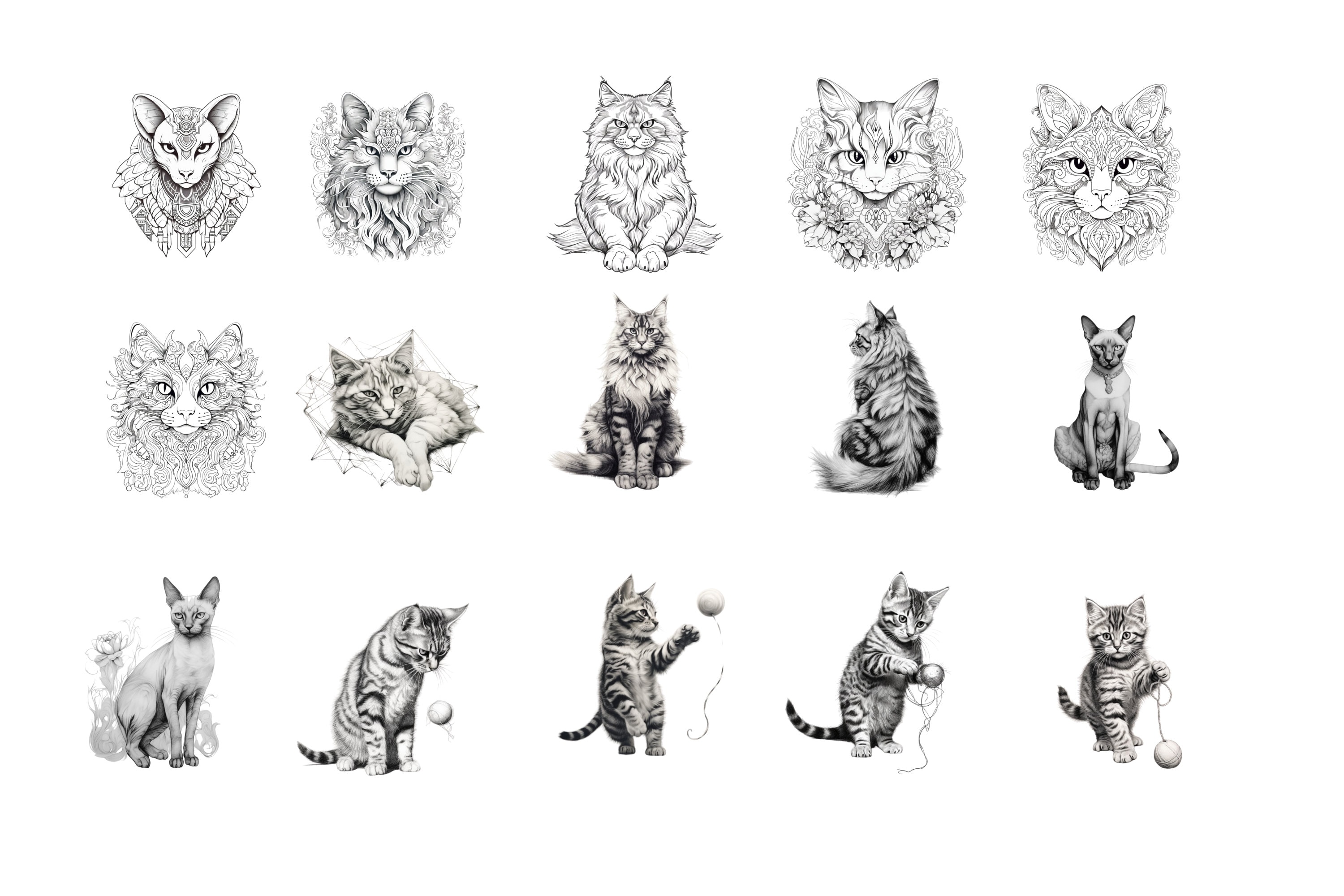Cat Digital Stamp, Digital Cat Stamps, PNG, Digital Stamp, Digi Stamp ...
