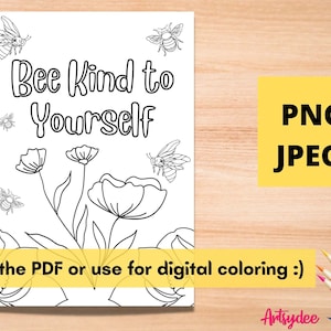 Bee Kind Bee Coloring Page Procreate Coloring Page Coloring - Etsy