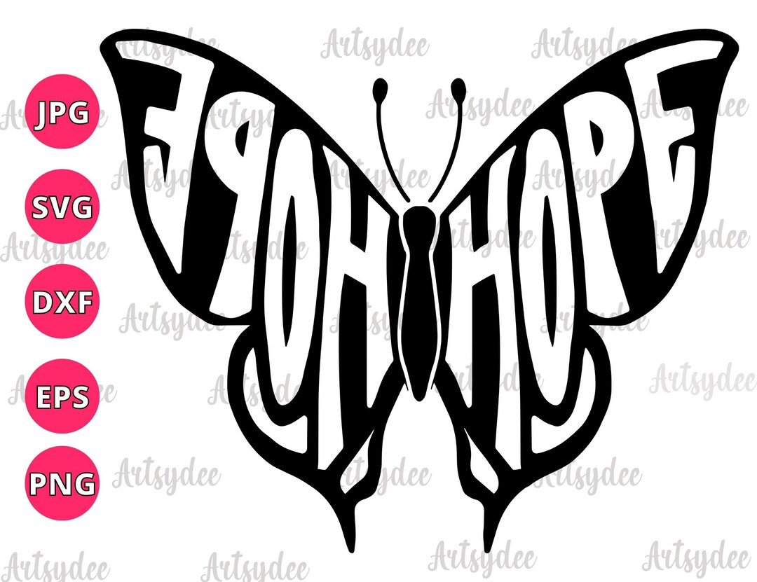 Hope Butterfly Svg, Butterfly Svg, Hope Svg, Butterfly Cut File ...