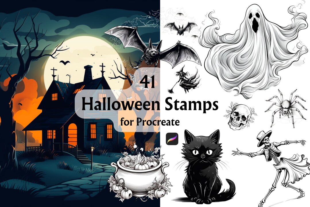 41 Halloween Stamps for Procreate, Procreate Stamps, Procreate Brushes ...