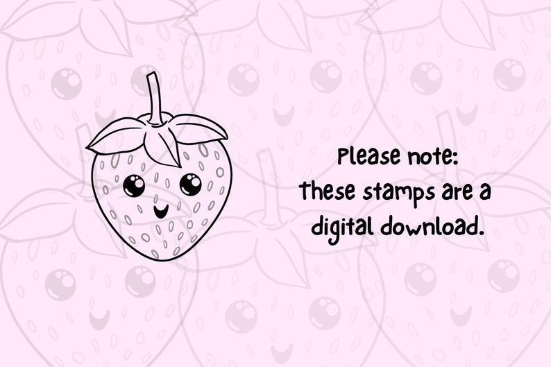 Digi Stamp Strawberry Digi Stamp Digital Stamps Procreate - Etsy