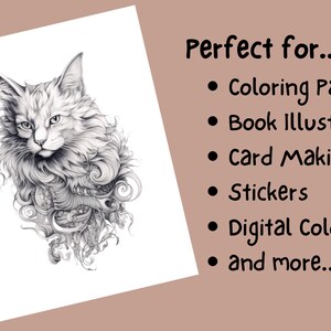 Cat Digital Stamp, Digital Cat Stamps, PNG, Digital Stamp, Digi Stamp ...
