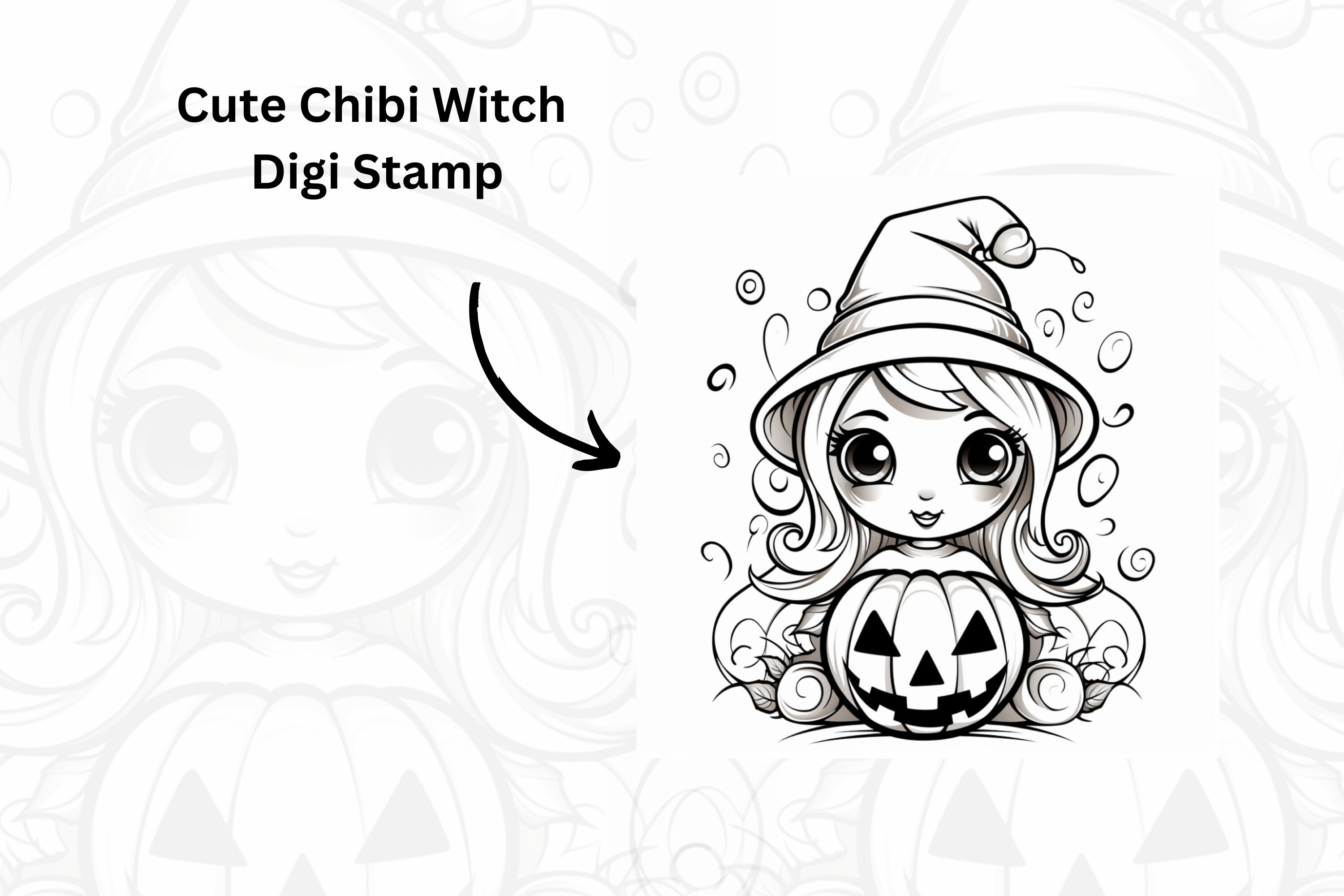 Chibi Digi Stamp, Chibi Witch, Halloween Chibi, Halloween Digi Stamp ...