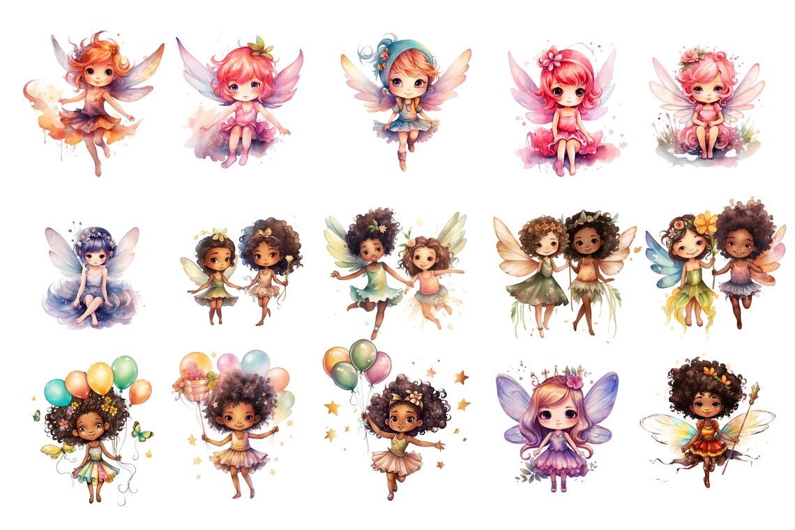 35 Chibi Fairy Clipart, Cute Chibi Fairy, Digital PNG, Cute Chibi ...