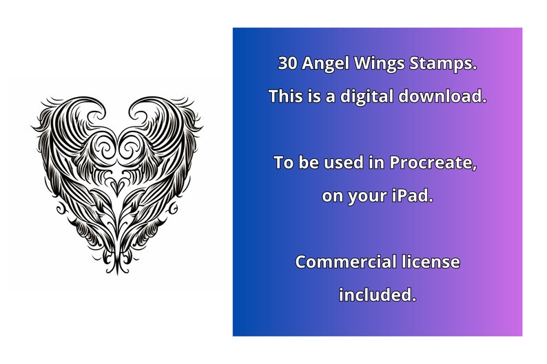 Angel Wings Stamps, Procreate Tattoo, Tattoo Stencil, Angel Wing ...