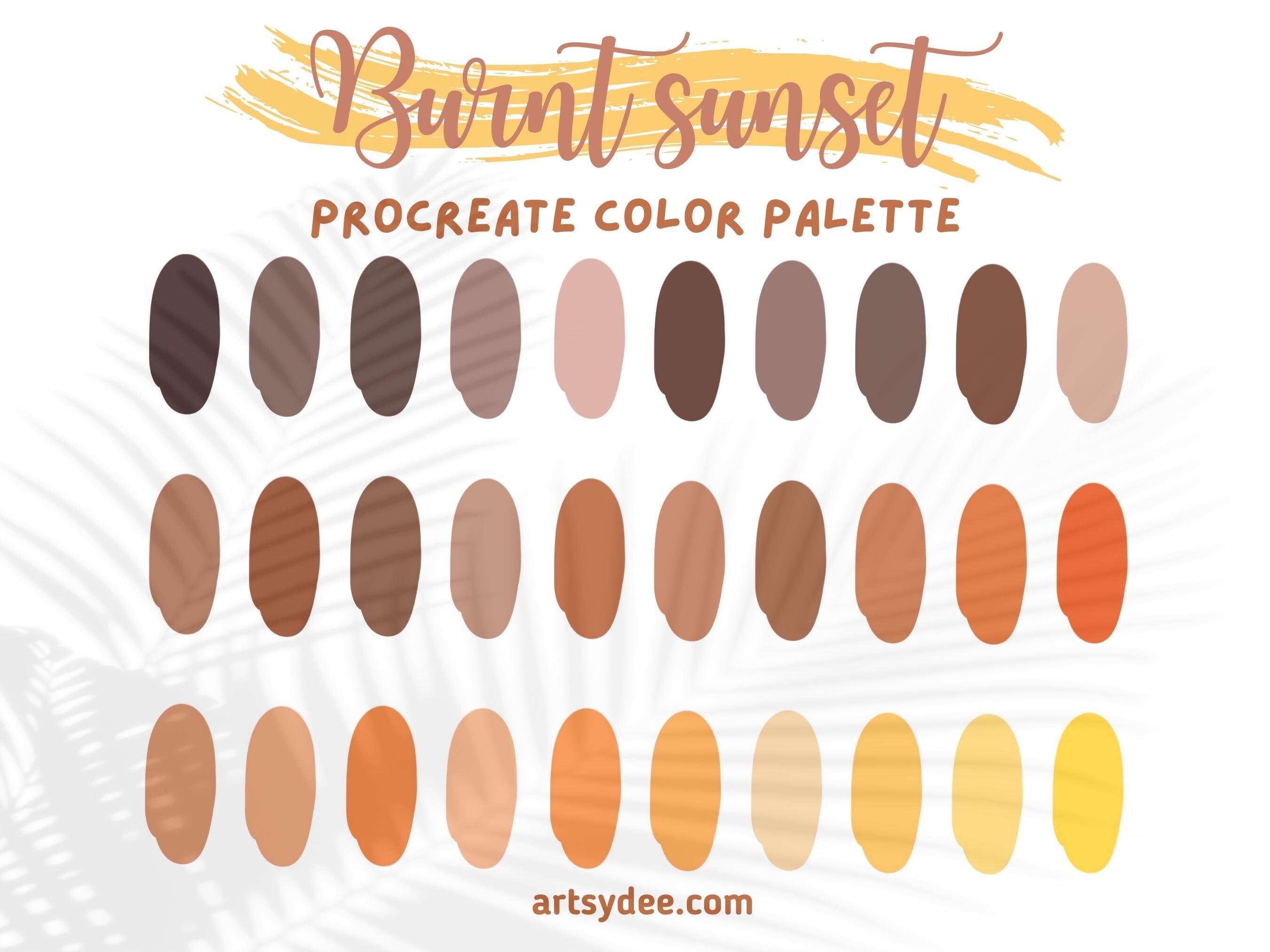 Procreate Color Palette Color Swatches Burnt Sunset Warm - Etsy