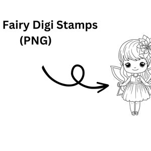 30 Fairy Digital Stamps, Fairy PNG, Coloring Page, Card Making, Fairy ...
