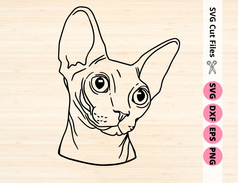 Sphynx Cat Svg Sphinx Cat Svg Cat Head Cut File Lineart Cat Laser