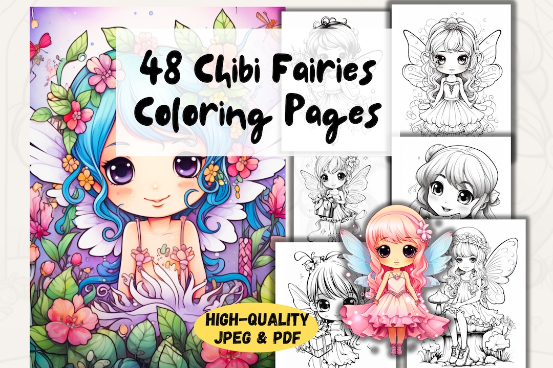 Chibi Fairies Coloring, Cute Chibi Coloring Pages for Girls, Cute Girl ...