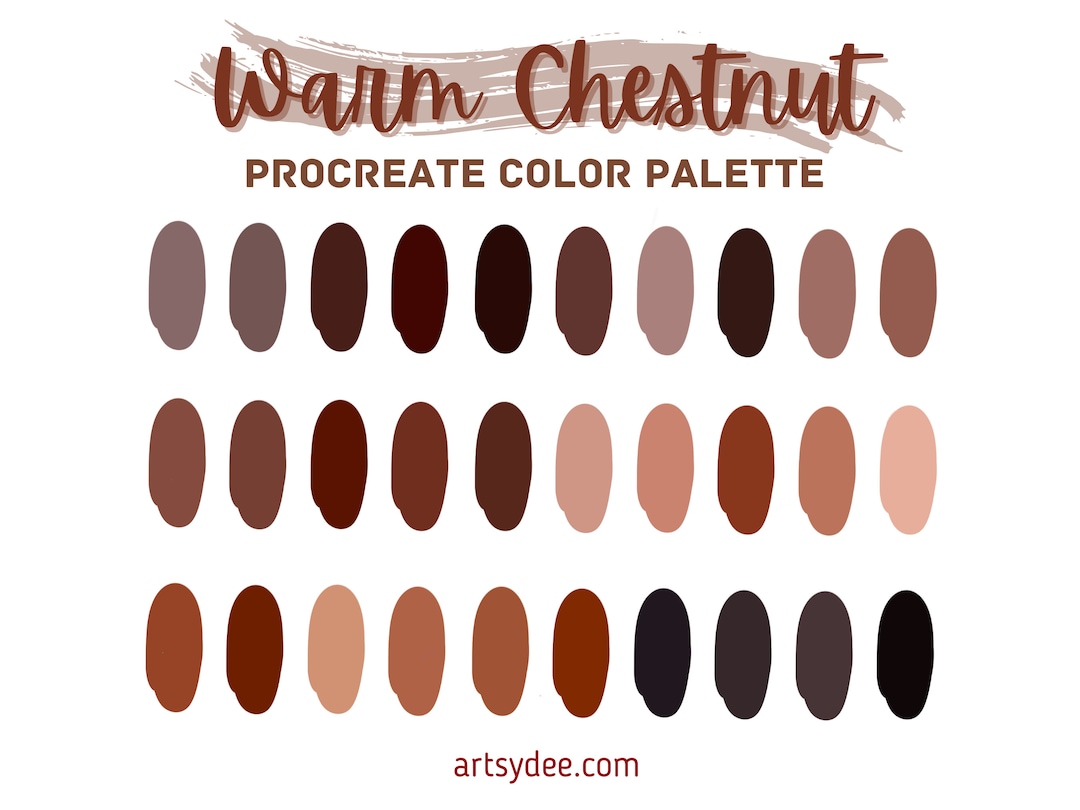 Procreate Brown Color Palette, Warm Chestnut, Hair Color Swatches ...
