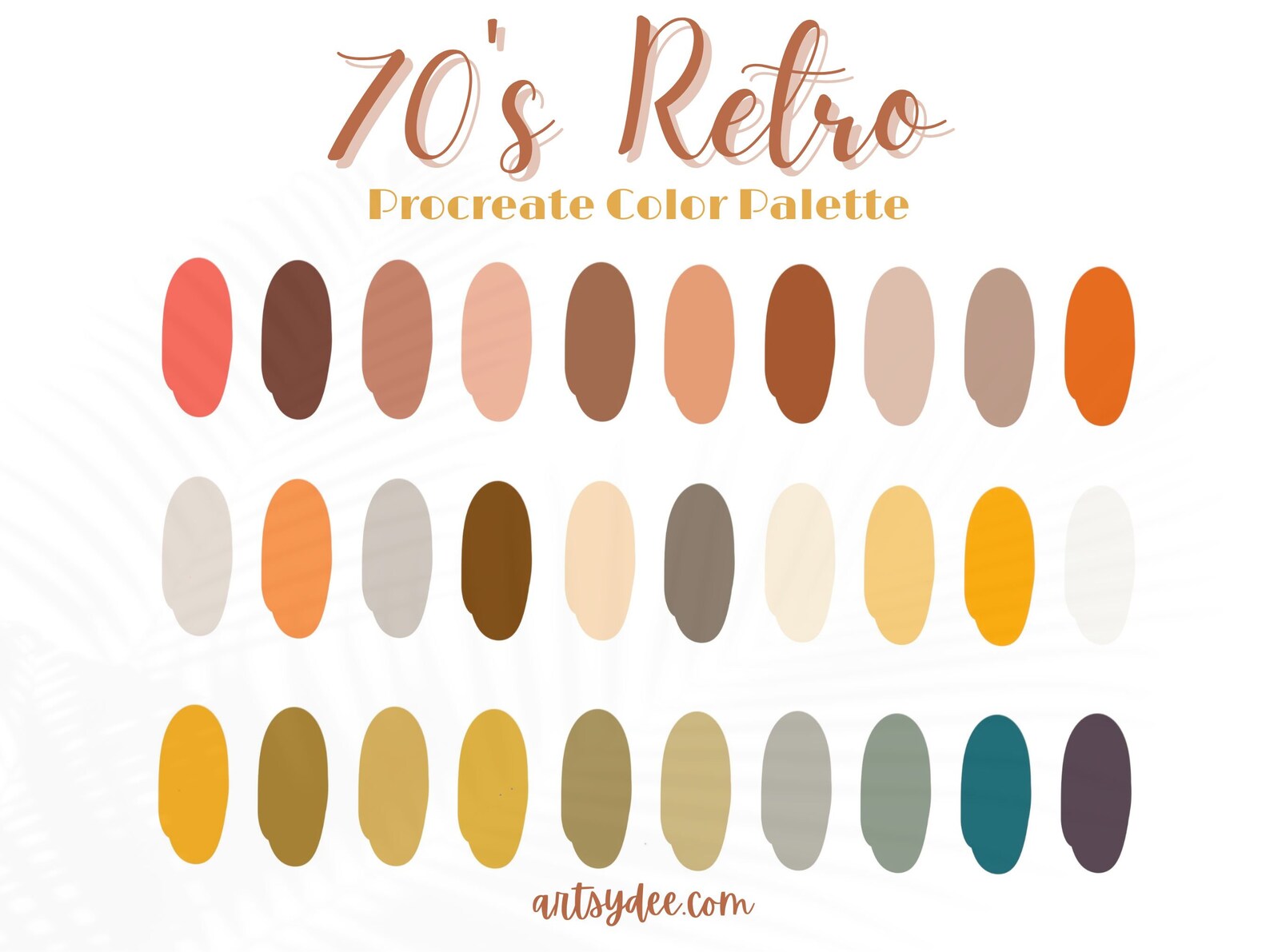 Procreate Retro Color Palette Procreate 70's Color Palette Digital ...