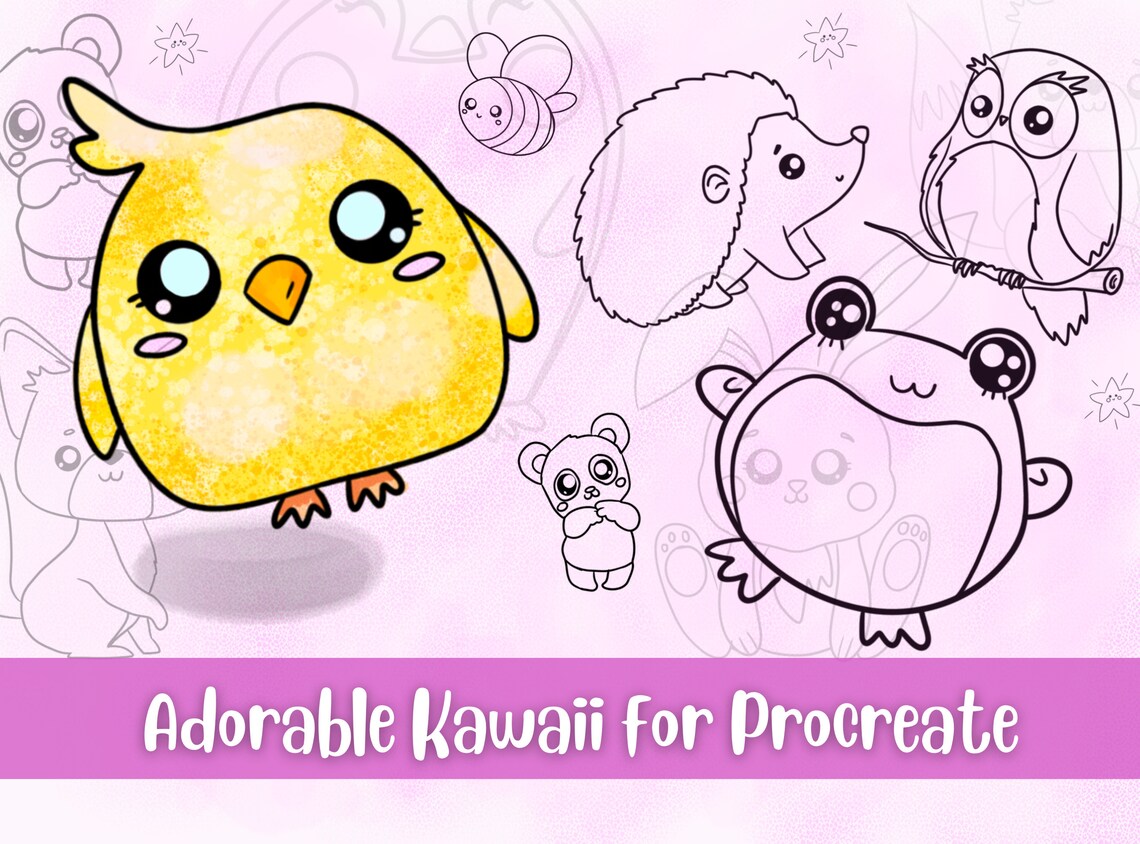 Kawaii Procreate Procreate Kawaii Chibi Animals Procreate - Etsy