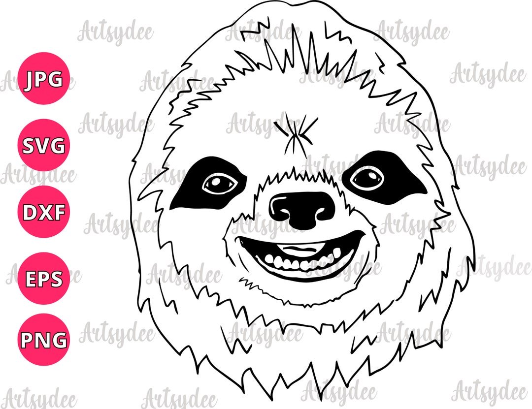 Sloth Svg,sloth Face Svg,happy Cute Sloth Svg,sloth Png, Cut File ...