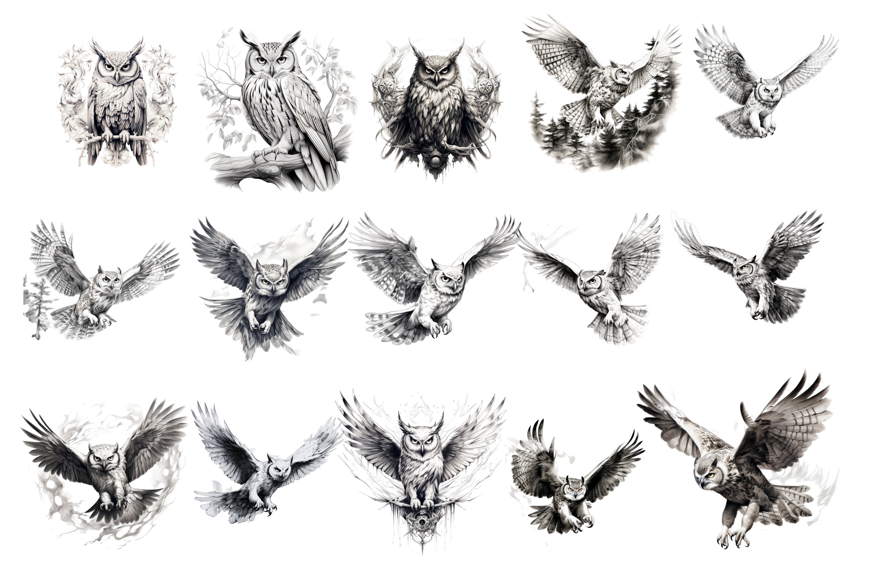 34 Owl Stamps, Owl Clipart, Owl Line Art, Whimsical Owl, Owl Stamp ...