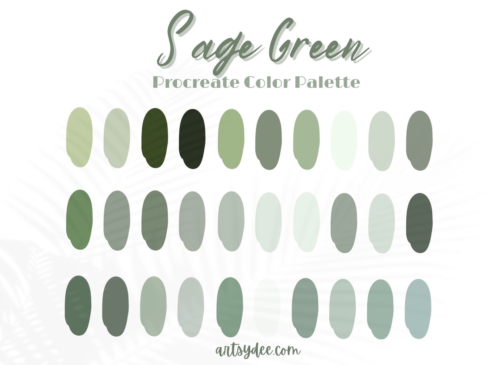 Procreate Color Palette, Green Color Palette, Digital Downloads, Color ...