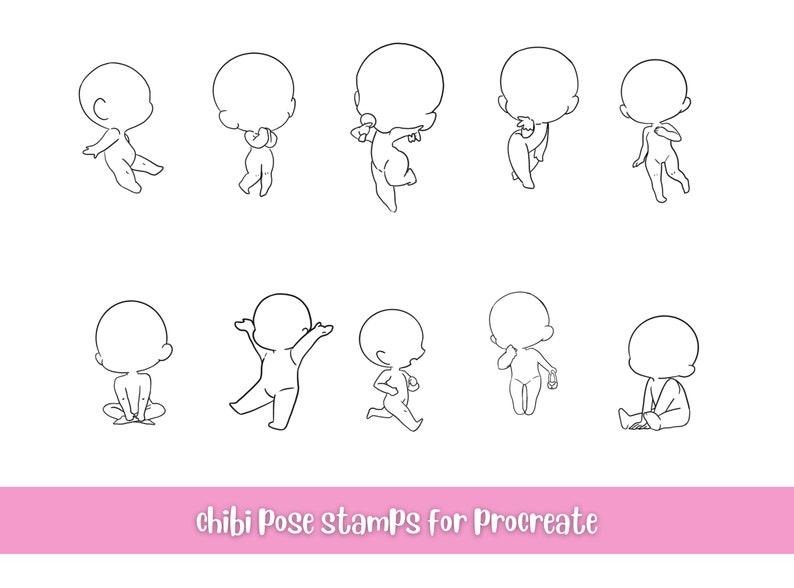 26 Chibi Stamps Procreate Chibi Poses Procreate Procreate - Etsy
