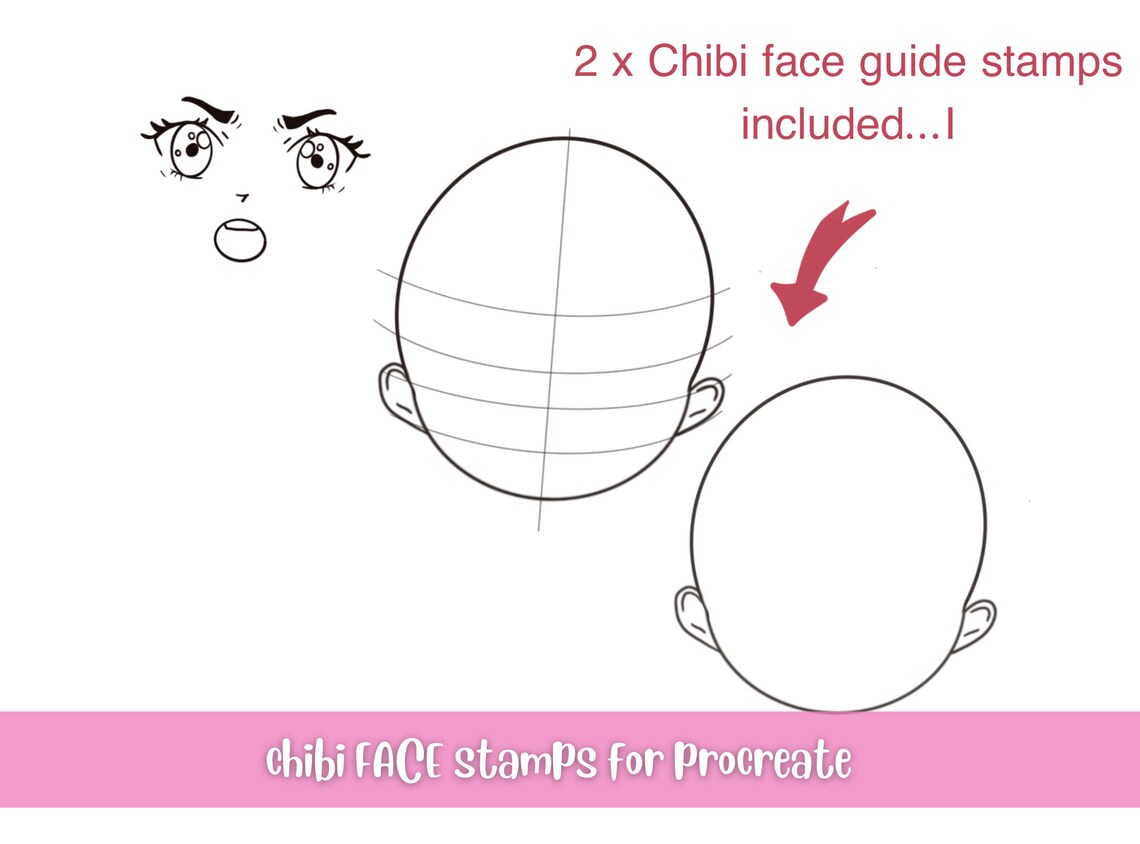 15 Chibi Face Stamps Procreate, Procreate Face, Procreate Chibi ...