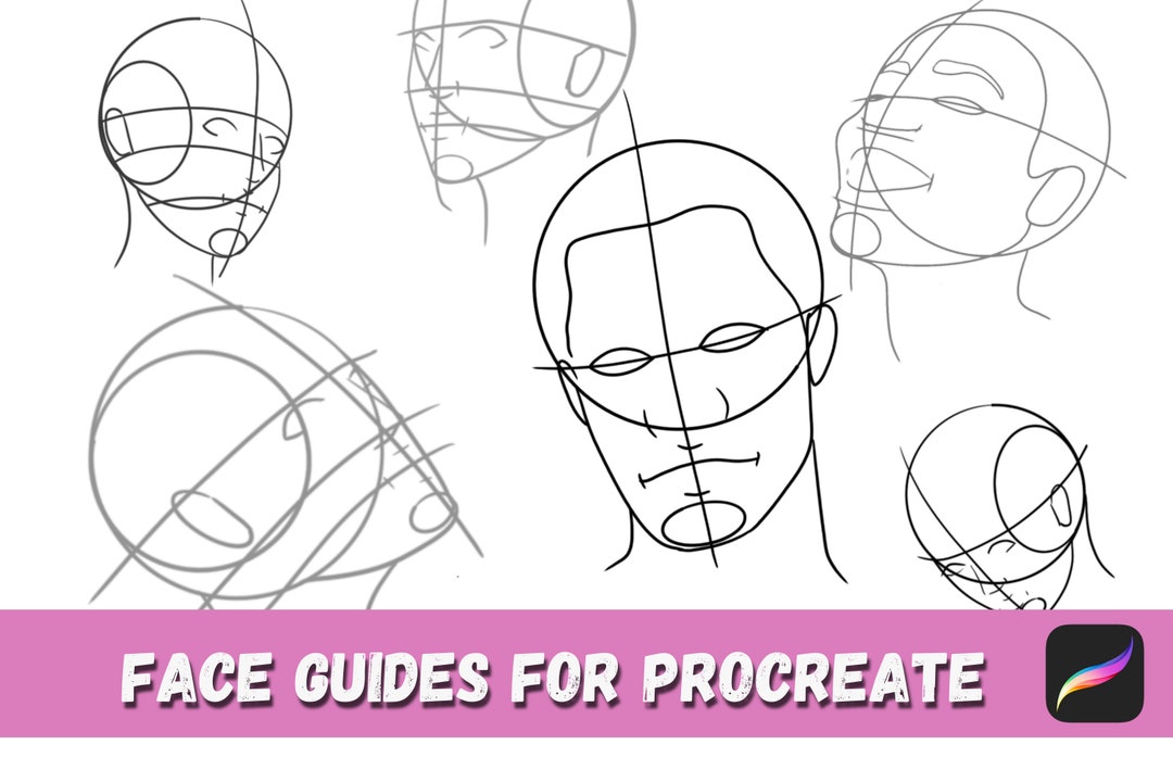 27 Face Stamps for Procreate Procreate Head Guides Guide - Etsy